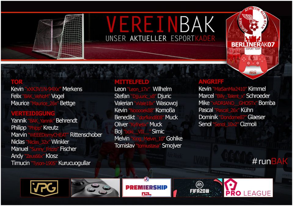Kadervorstellung Berliner AK 07 eSports - Berliner AK 07
